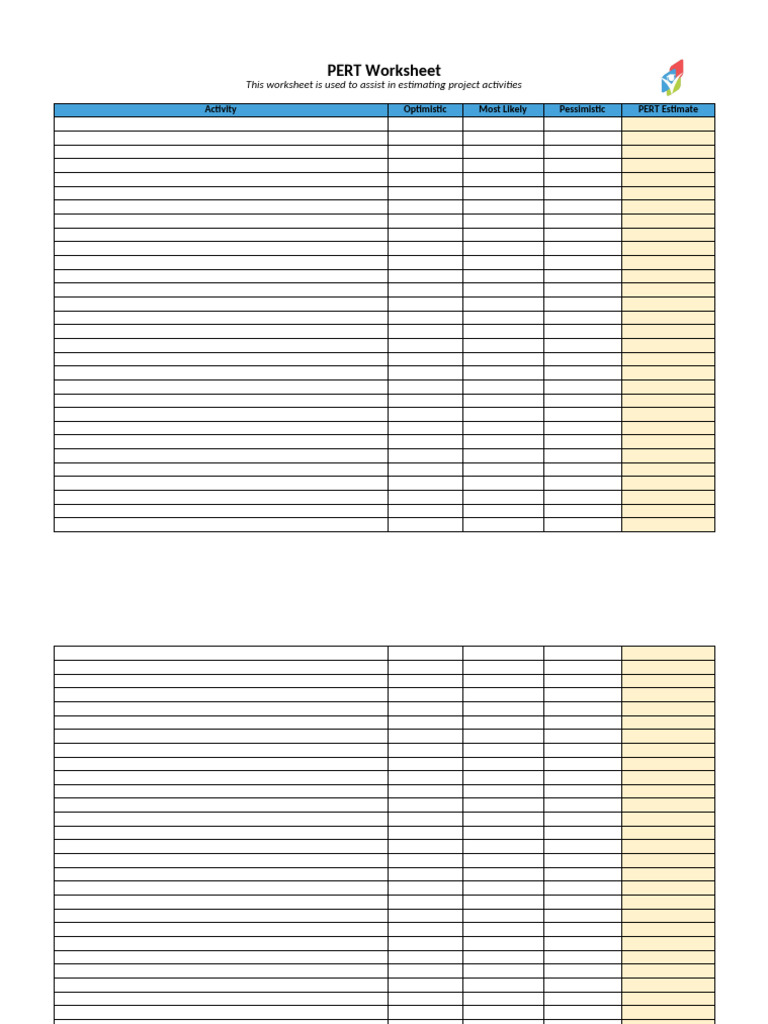 PERT Worksheet | PDF