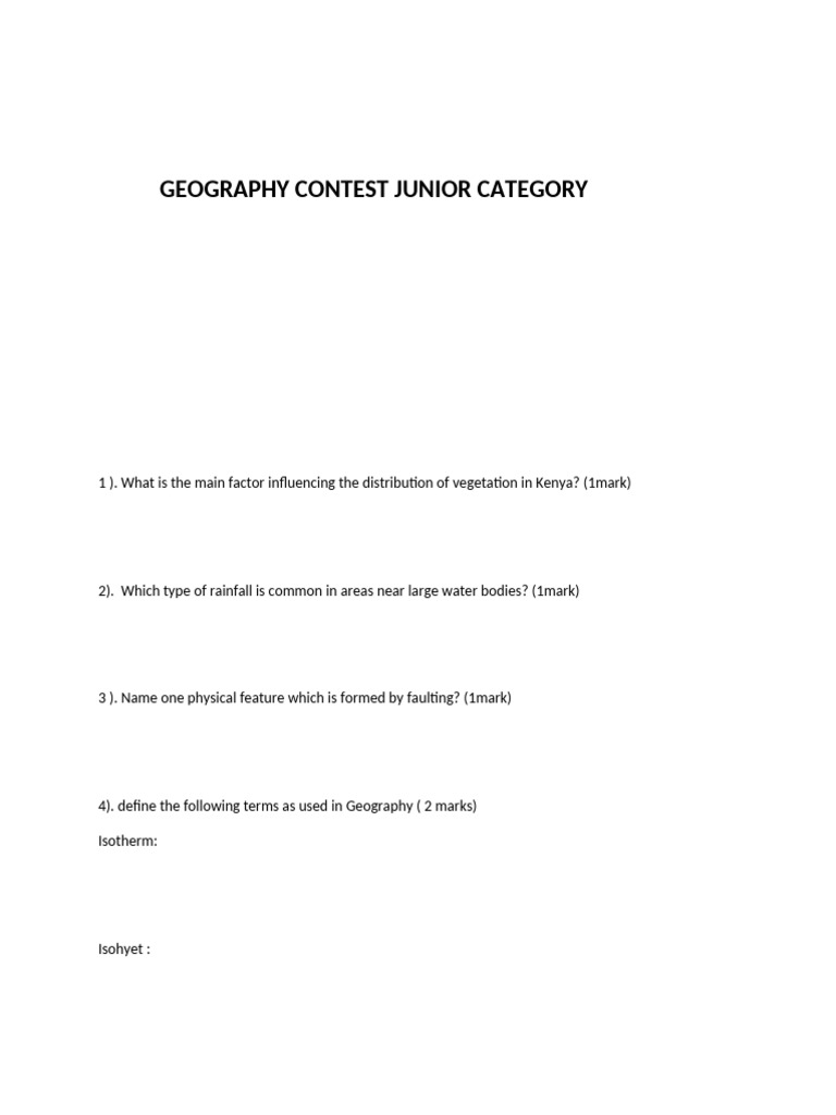 Geography Junior Contest | PDF