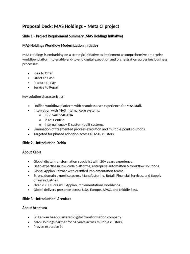 MAS Holdings Workflow Modernization Proposal | PDF | Enterprise ...