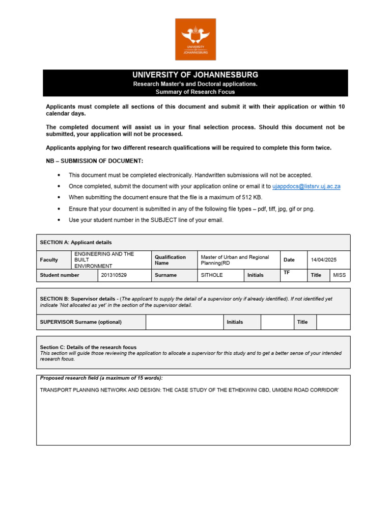 UJ Research Application Guidelines | PDF