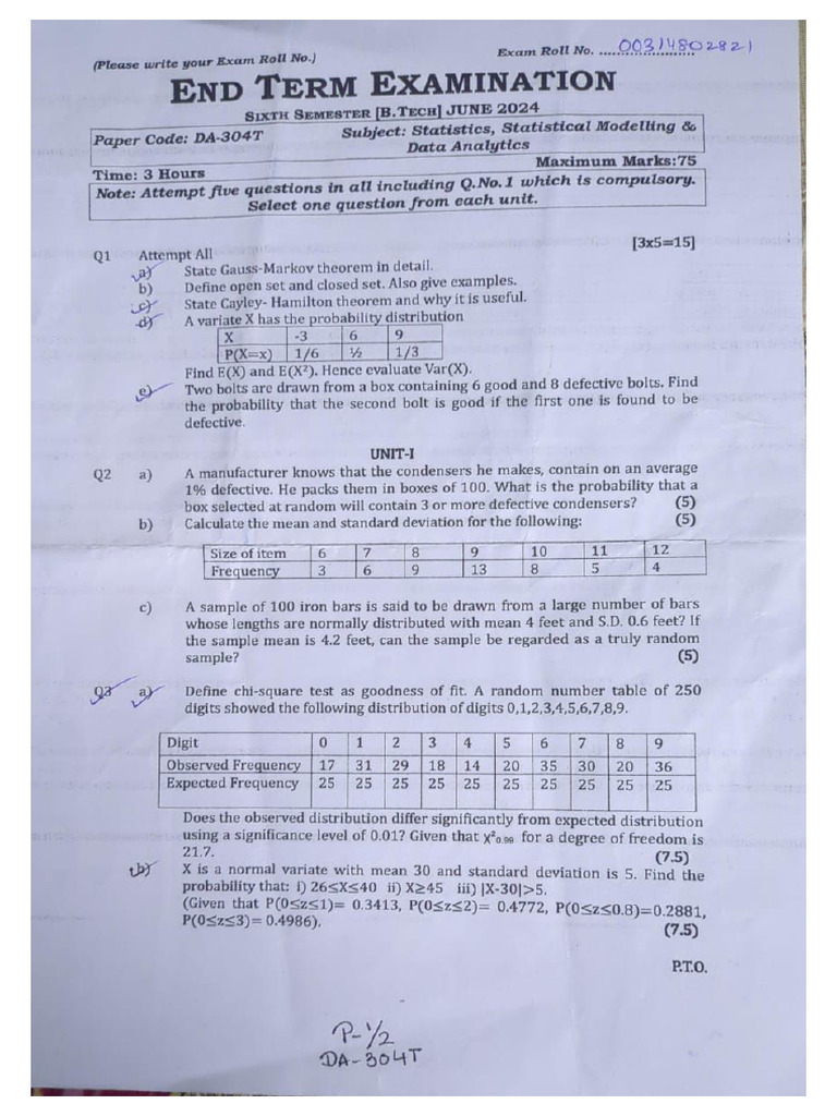 End Term Question Paper 2024 | PDF