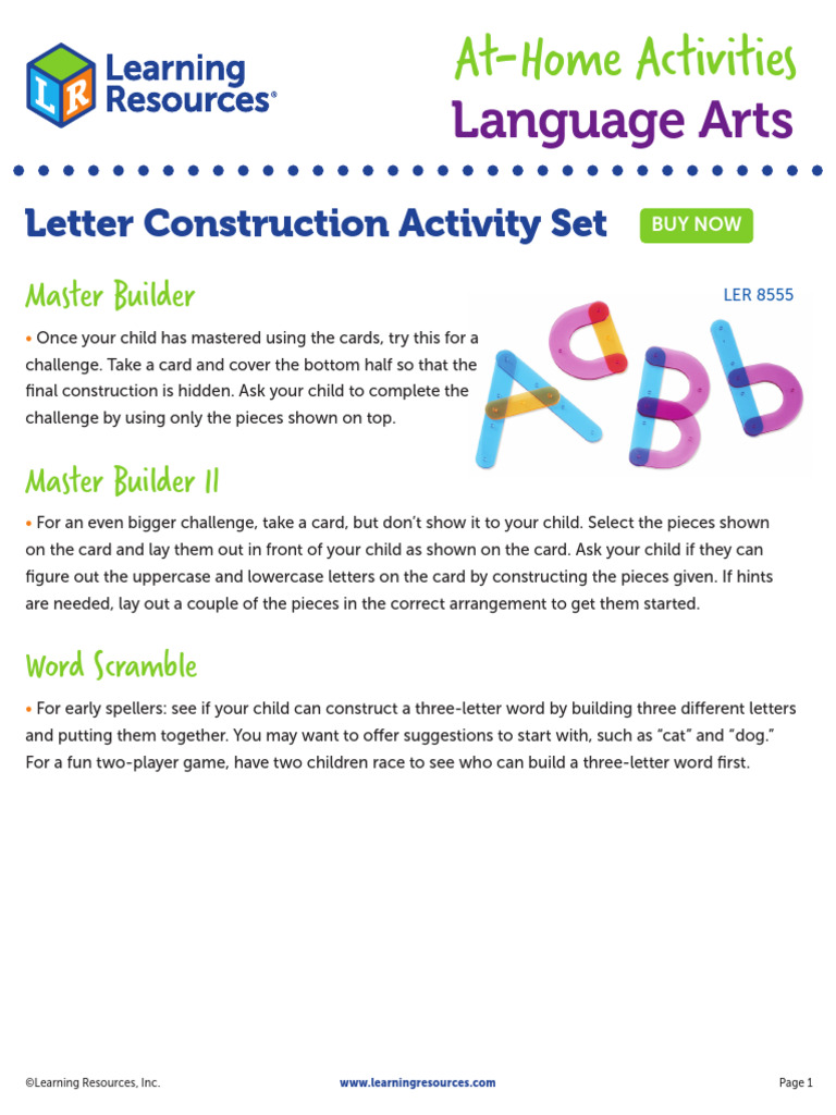 At Home Activities Letter Construction Activity Set | PDF