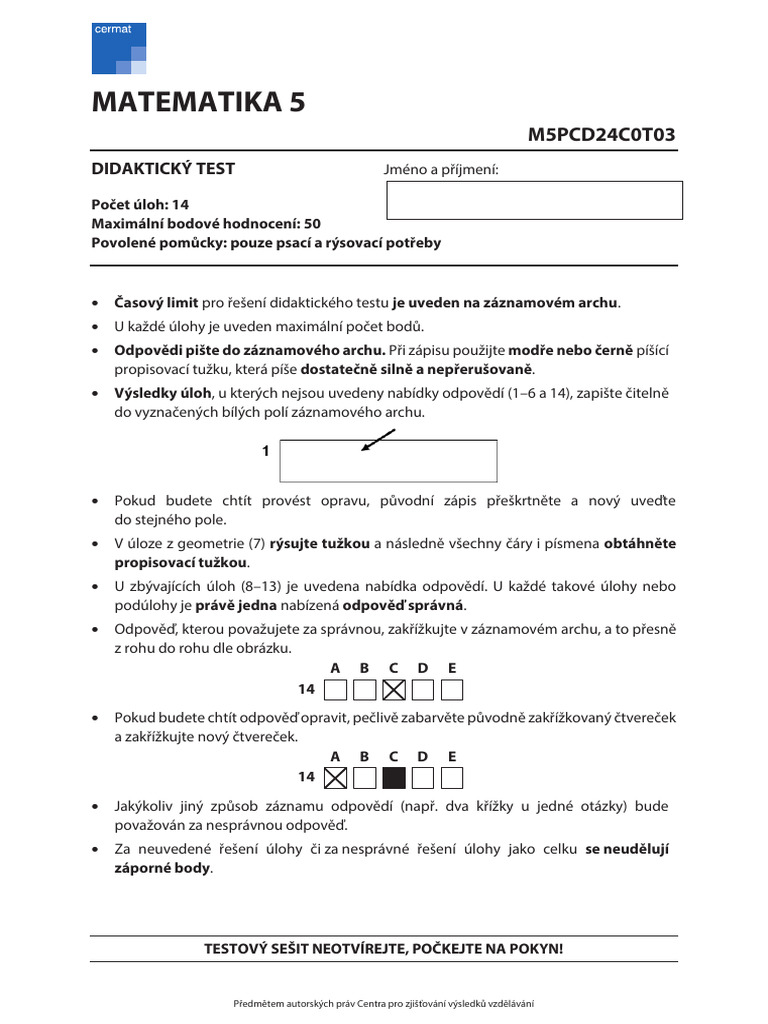 Matematika 5: Didaktický Test | PDF