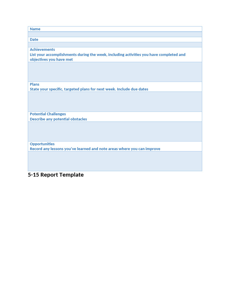 5-15 Report Template Guide | PDF
