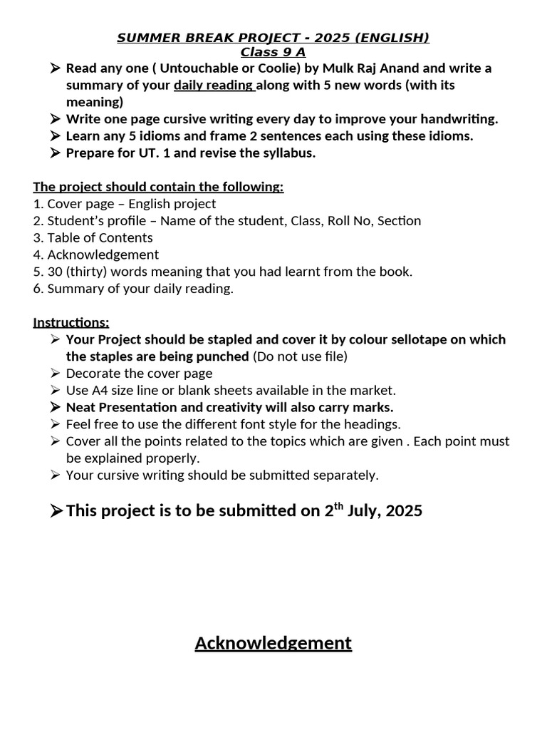 Class 9 Project | PDF