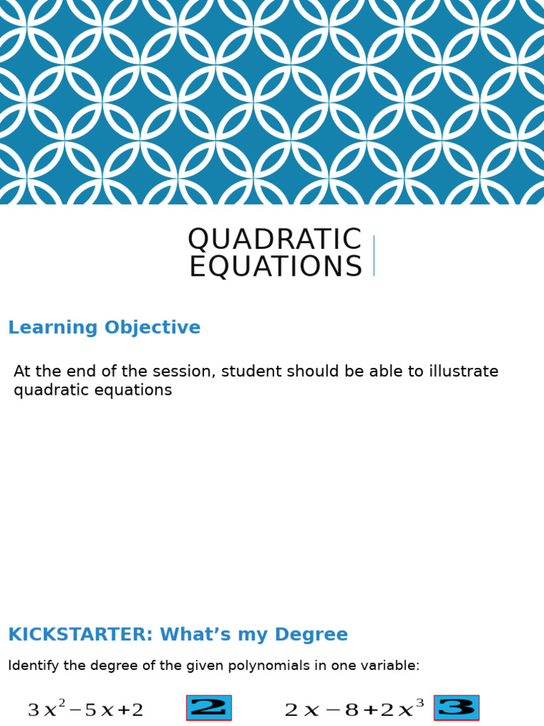 Module 1 Introduction To Quadratic Equations | PDF | Mathematical ...