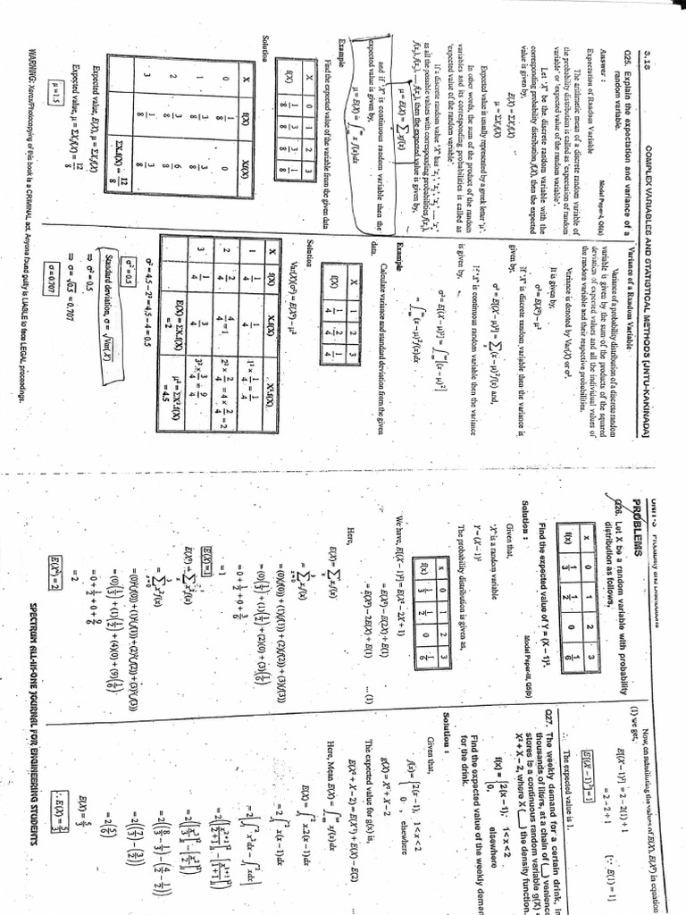 Maths4 ( 3 Unit | PDF | Variance | Expected Value