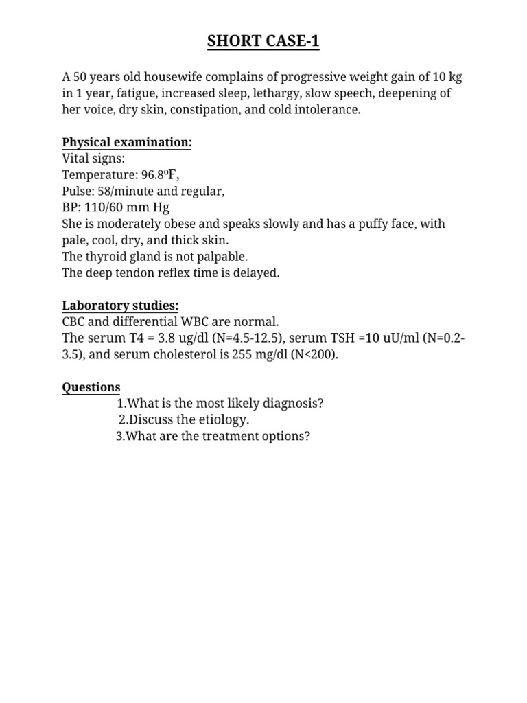 All Short Cases Edited | PDF | Endocrinology | Endocrine System