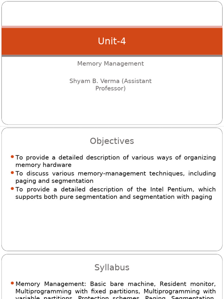 Unit-4 [Memory Management] | PDF | Process (Computing) | Computer Data Storage
