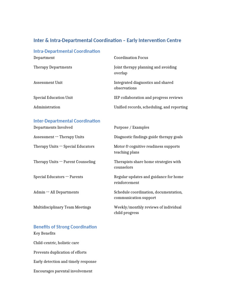 EIC Coordination Tables | PDF