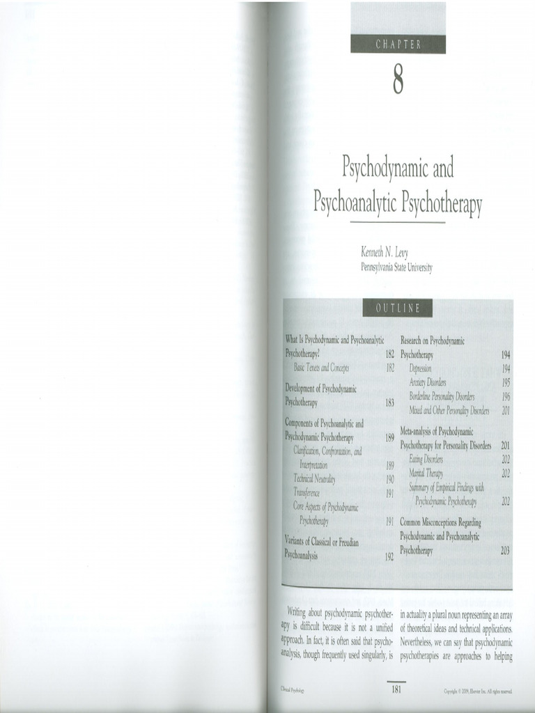 Psychodynamic and Psychoanalytic Psychotherapy | PDF