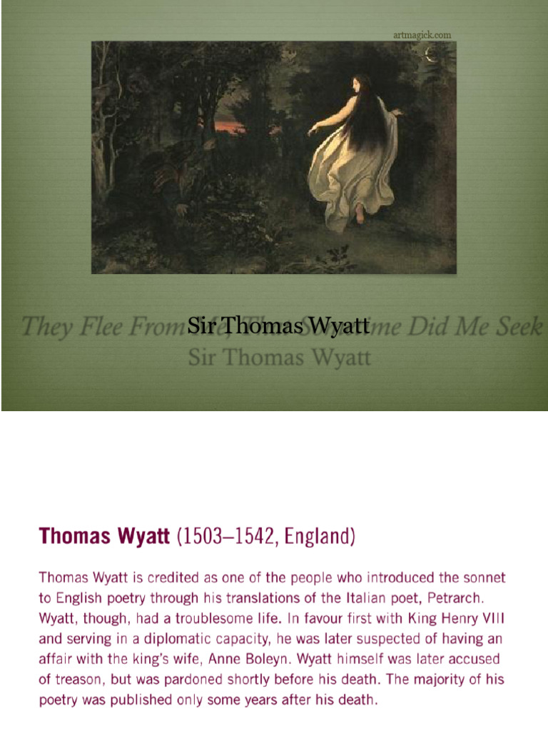 Analysis of "They Flee From Me" | PDF | Poetry | Anne Boleyn