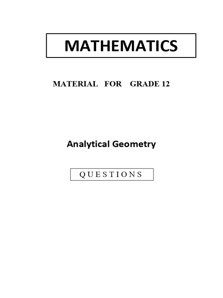 Grade 12 Analytical Geometry Questions | PDF | Circle | Area