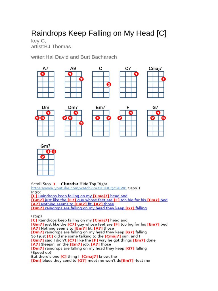 Raindrops Keep Falling On My Head | PDF