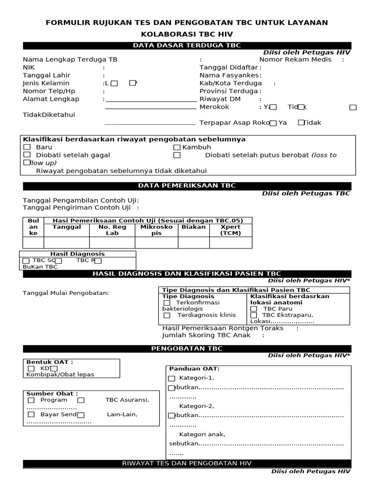 Formulir Rujukan Tes dan Pengobatan TBC | PDF