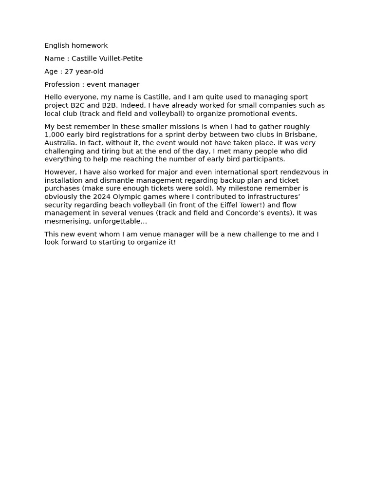 Anglais - Homeword Week 1 | PDF