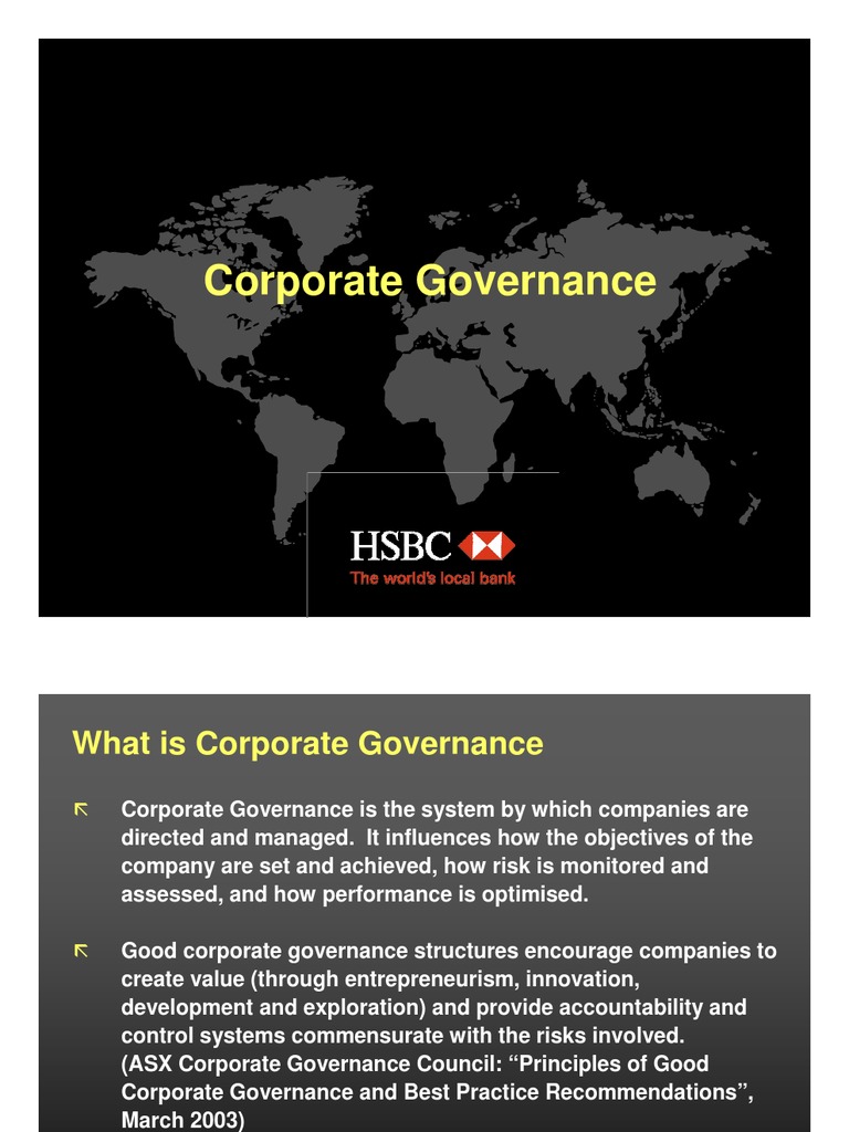 Corporate Governance HSBC | PDF | Board Of Directors | Corporate Governance