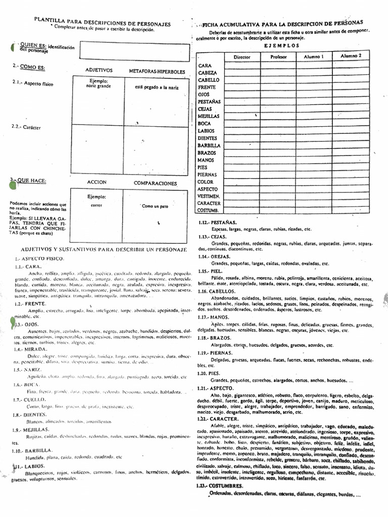 Adjetivos para La Descripción de Personas, Lugares y Objetos | PDF ...