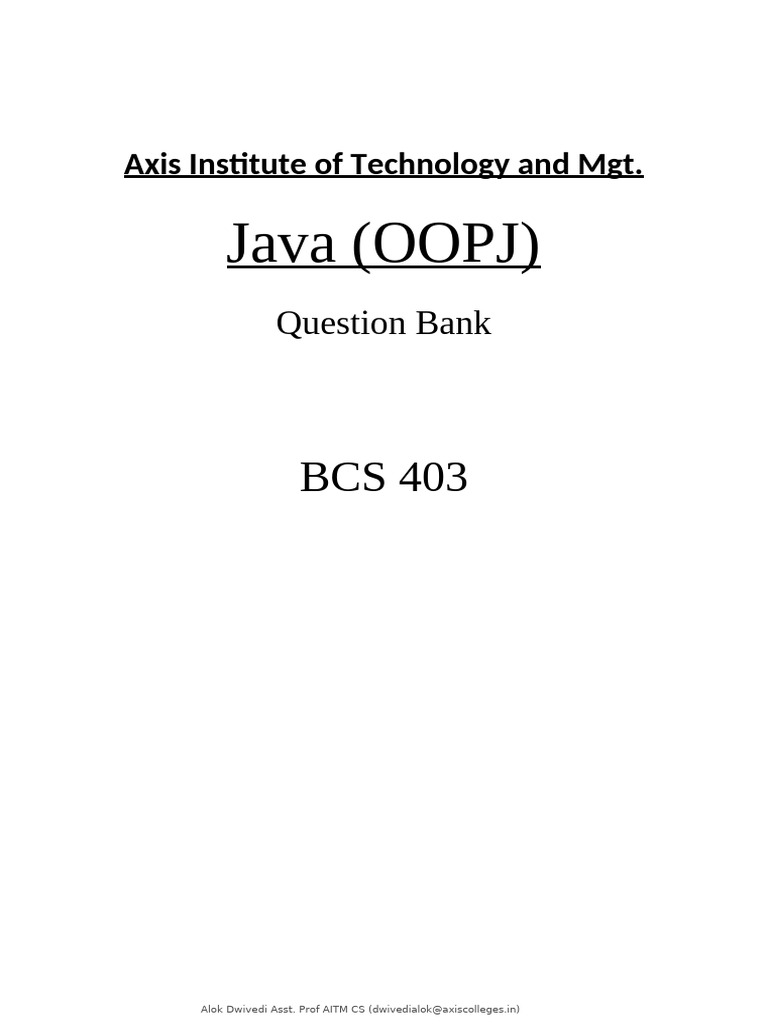 Question Bank Java BCS 403 | PDF | Method (Computer Programming) | Anonymous Function