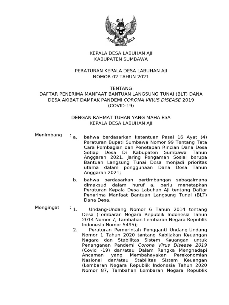 Perkades BLT 2021 LA Update | PDF