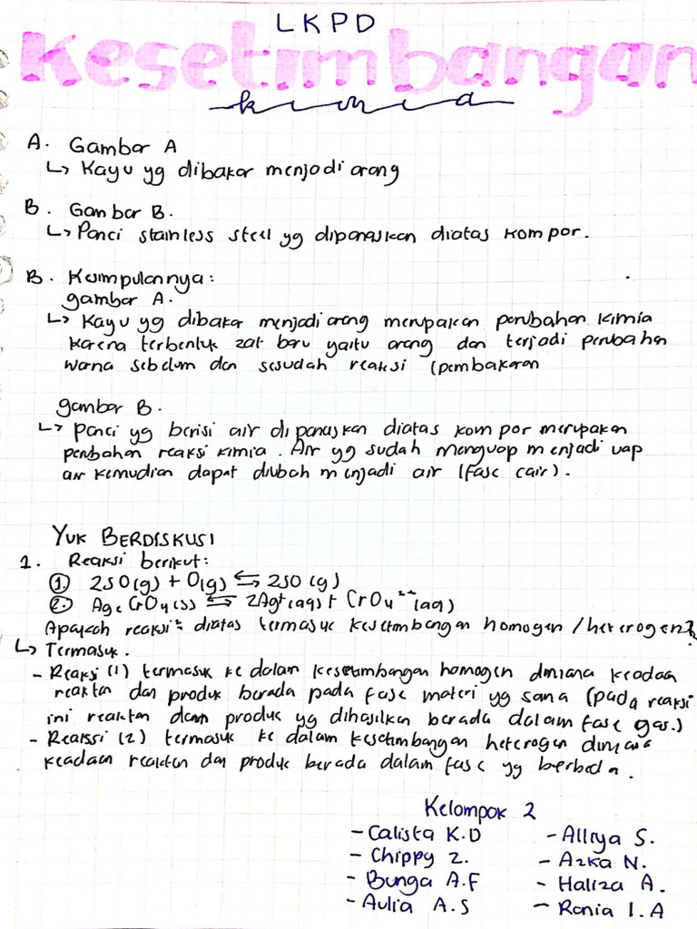 Calista K.D - Xi MIPA 4 - LKPD Kesetimbangan | PDF