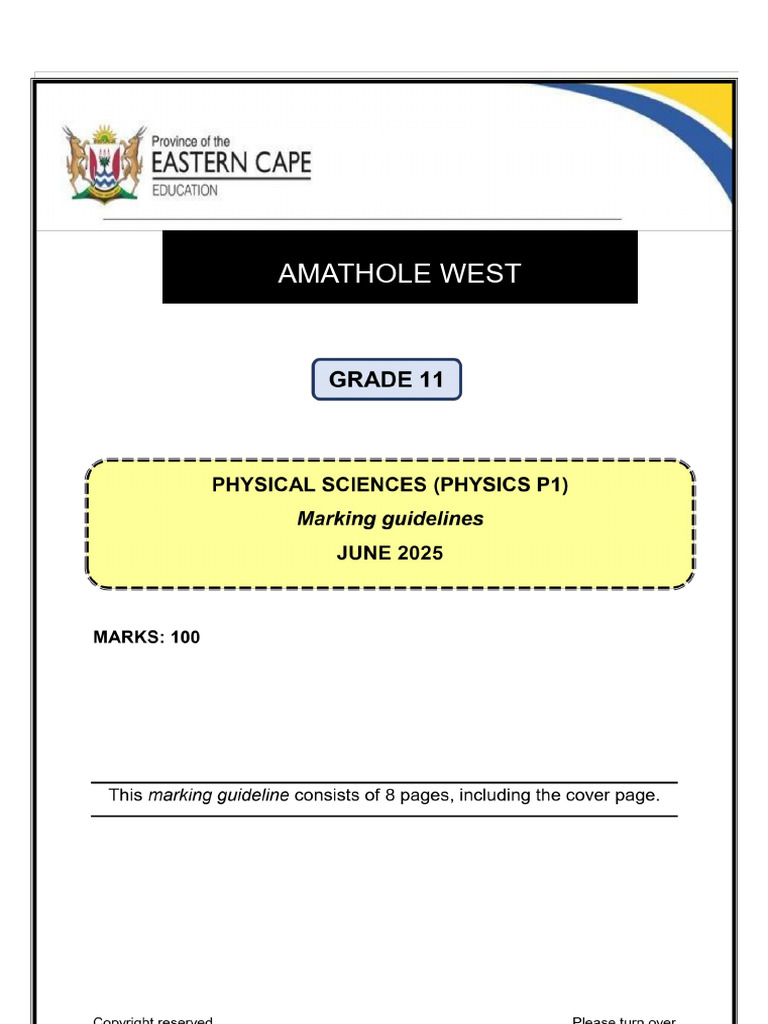 Grade 11 Physical Science P1 Guidelines 2025 | PDF | Force | Acceleration