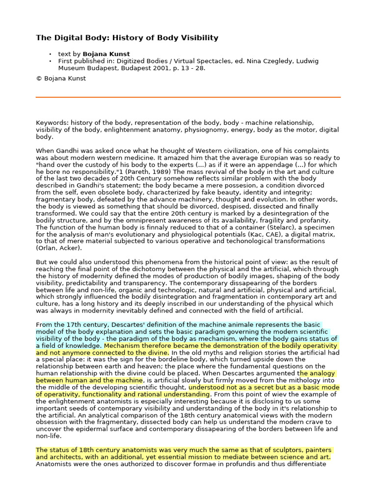 History of Body Visibility and Representation | PDF | Modernity | Machines