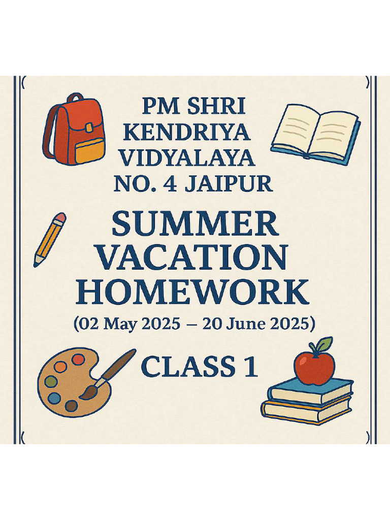 Summer Vacation Homework Class 1 | PDF