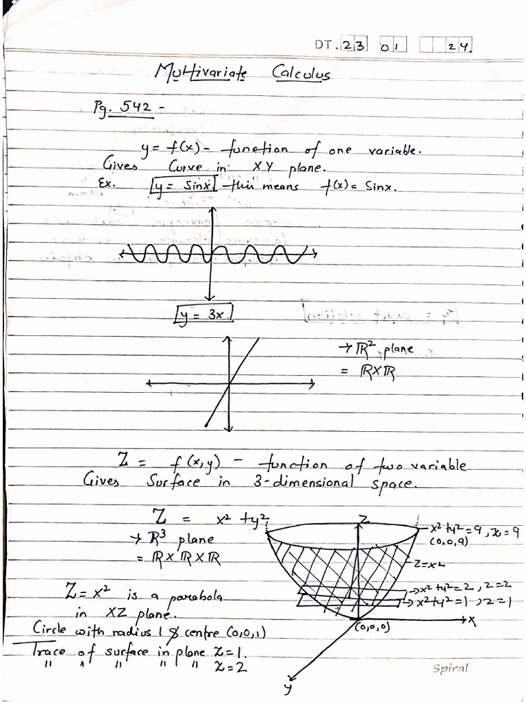 Multivariate Calculus (Complete Notes) 240510 095519 | PDF
