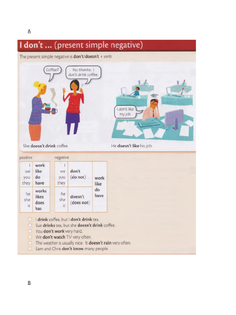Simple Negative Sentences Guide | PDF