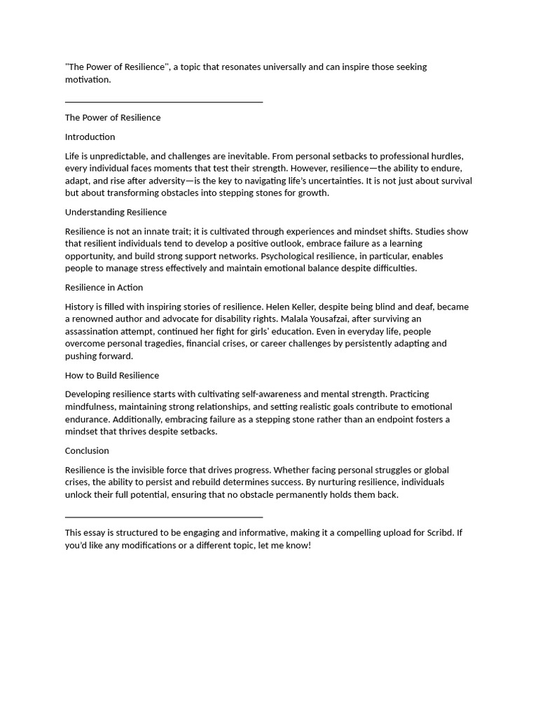 The Power of Resilience Explained | PDF