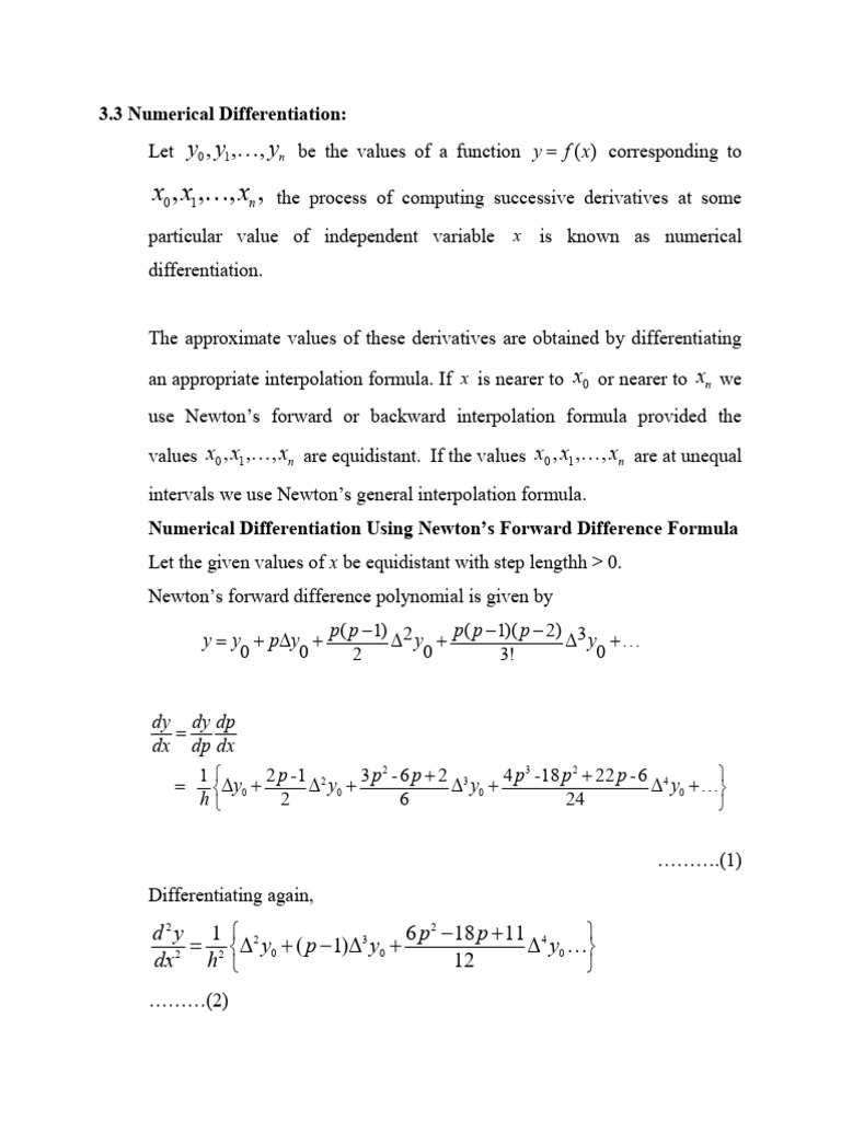 Numerical Differentiation Techniques | PDF | Finite Difference | Derivative