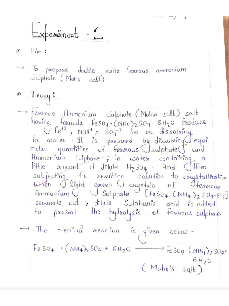 Chemistry Practicals | PDF