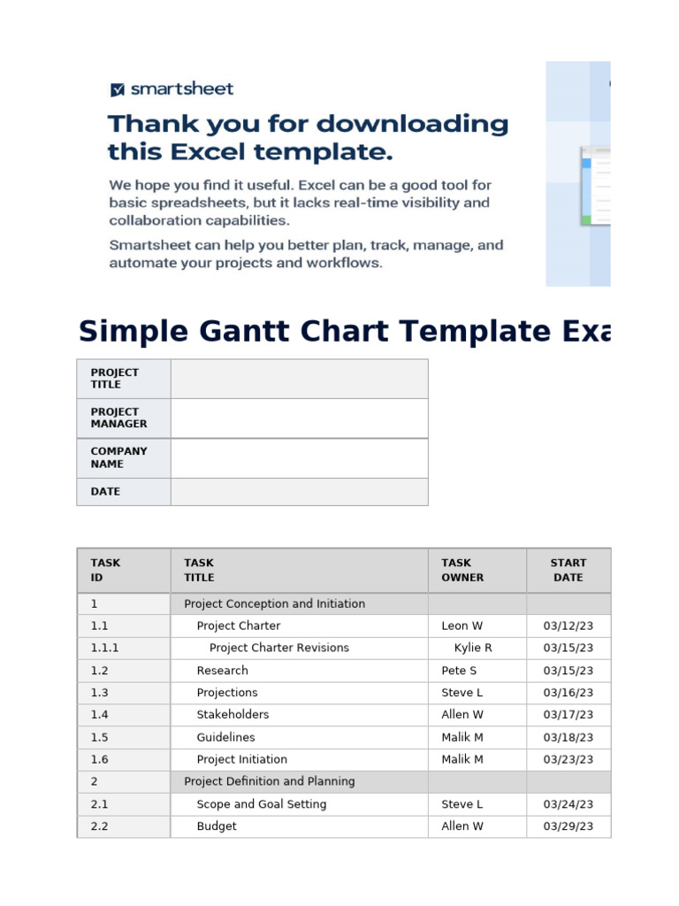 Simple Gantt Chart Template Guide | PDF | Business