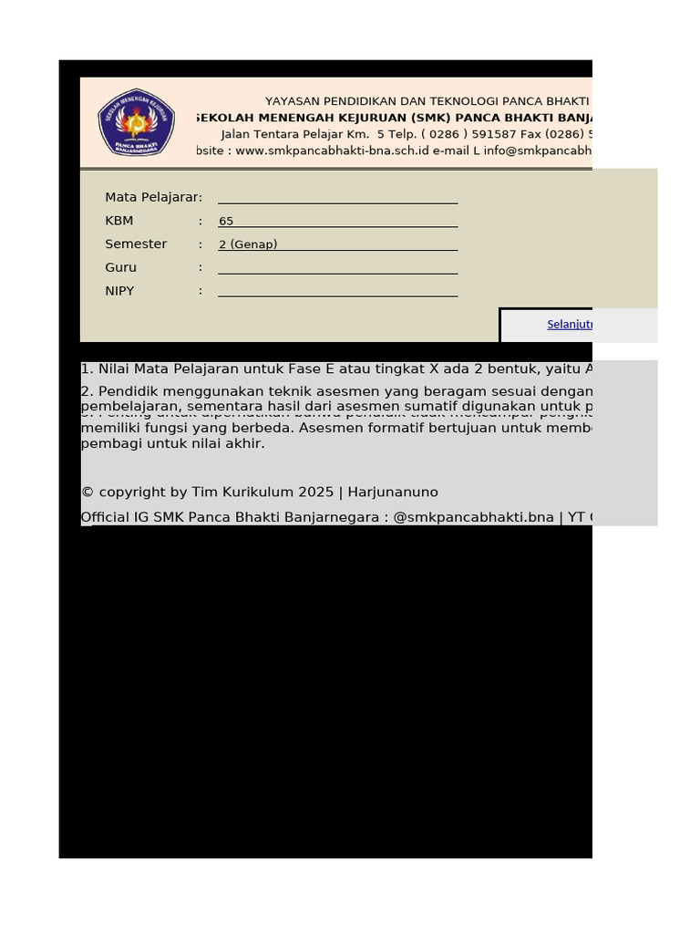 Form Nilai Kelas X Asat 2024 2025 | PDF