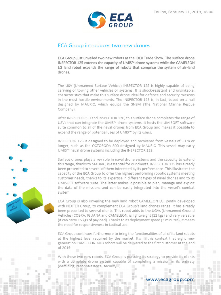 CP Eca Group Eca Group Introduces Two New Drones | PDF | Unmanned ...