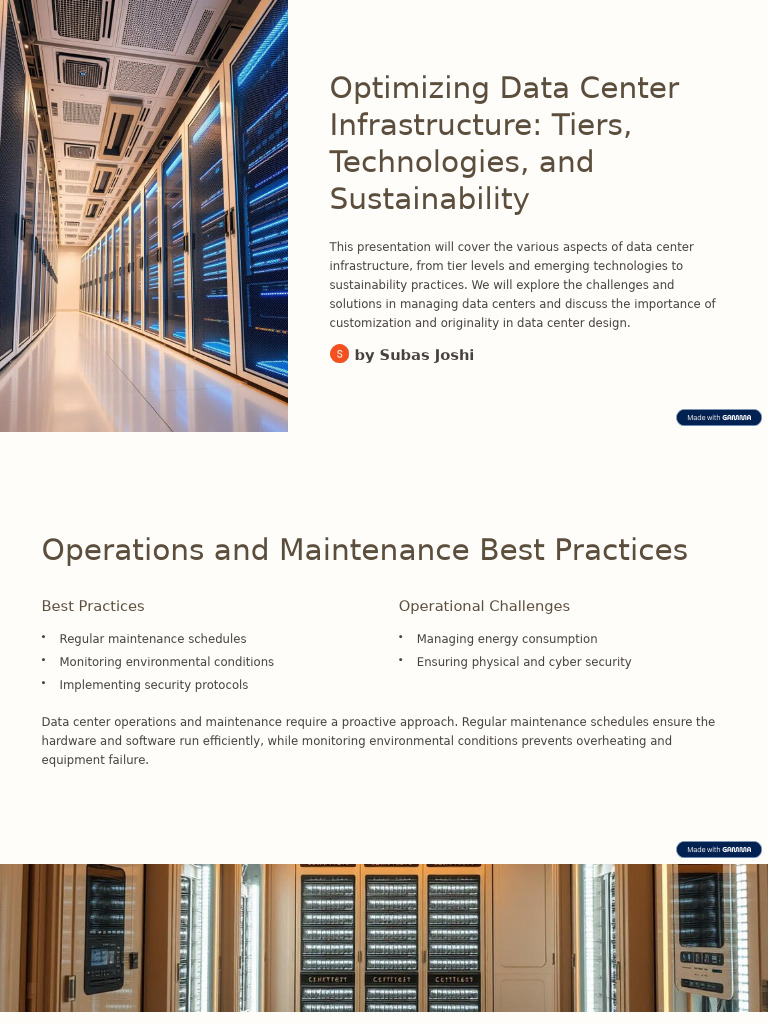 Optimizing Data Center Infrastructure Tiers Technologies and Sustainability | PDF | Data Center ...