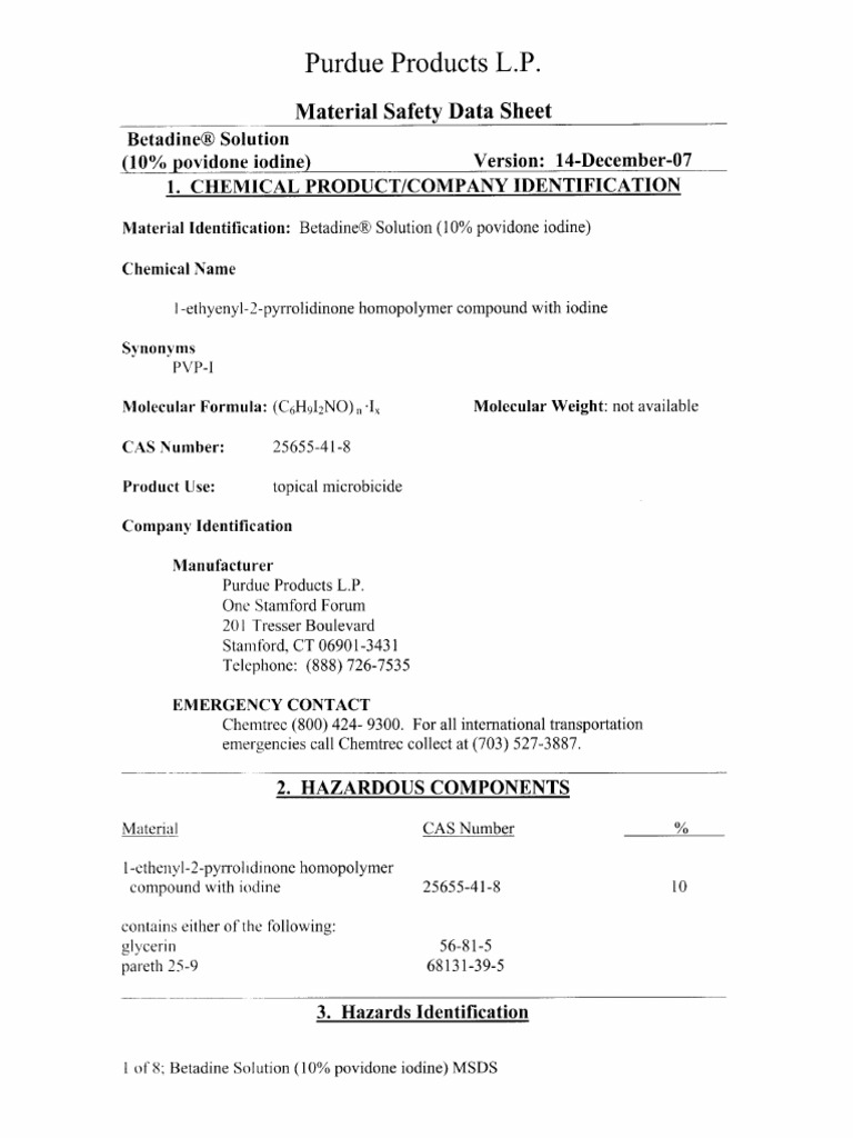 Msds Betadine | PDF