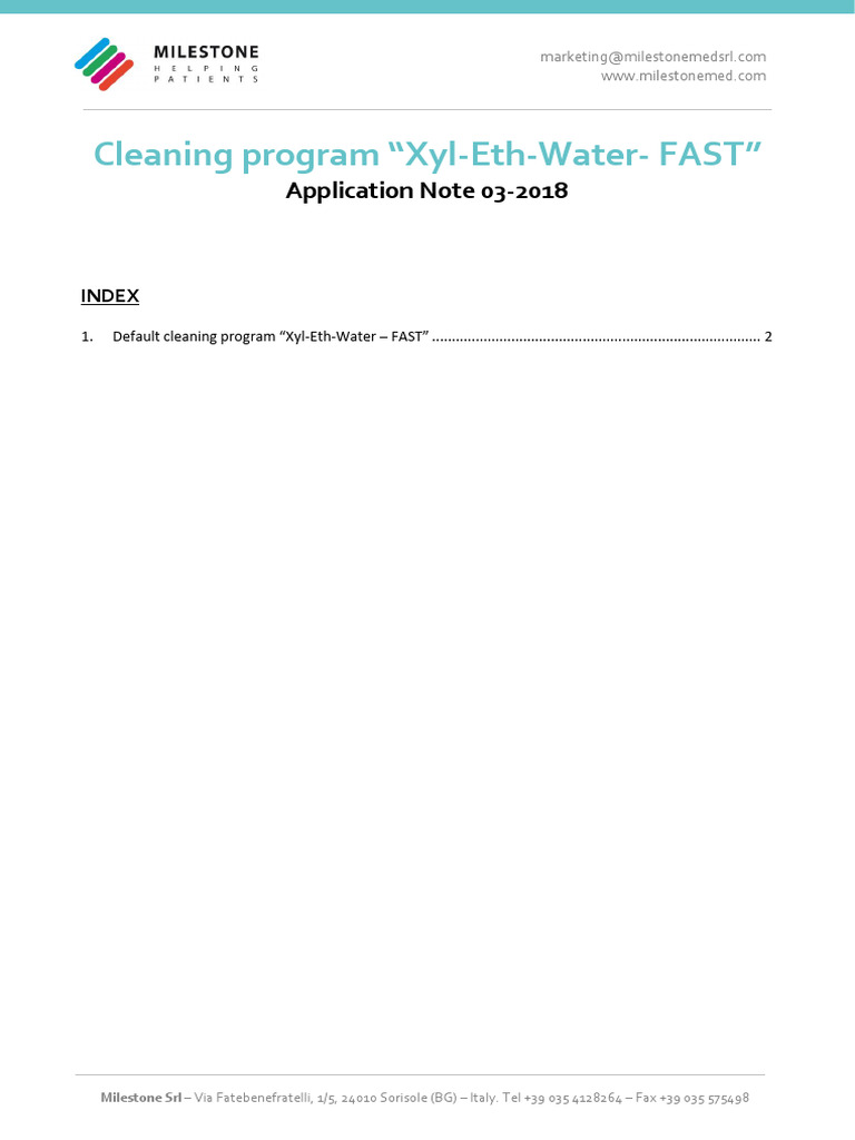 Application Note 2018 03 Cleaning Program Xyl Eth Water FAST | PDF
