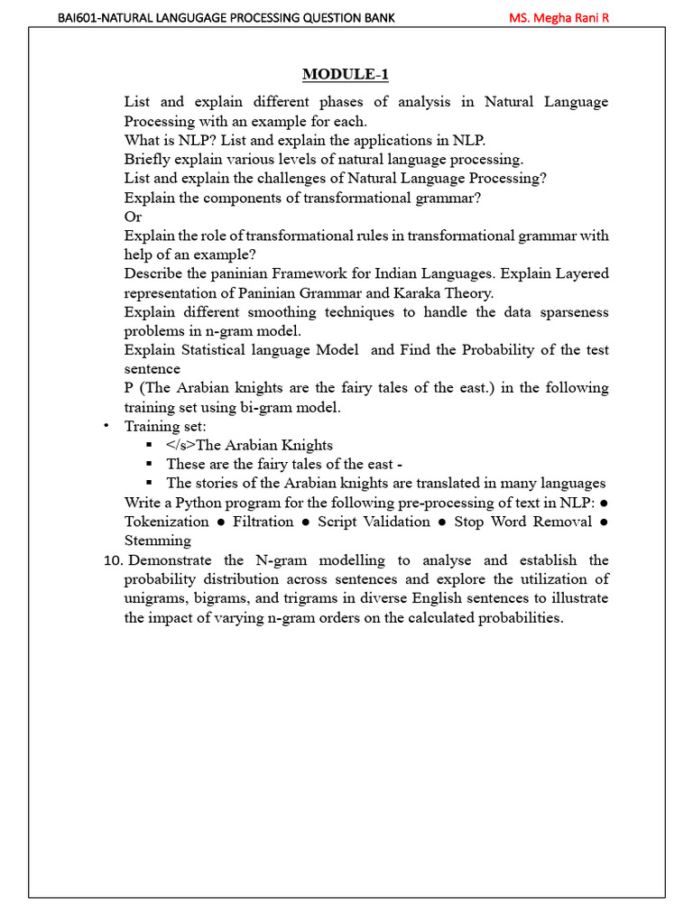 MODULE 1 Questions | PDF