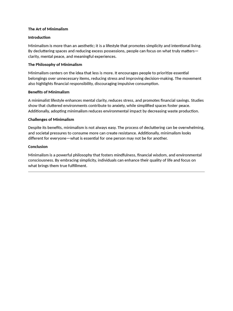 The Art of Minimalism | PDF