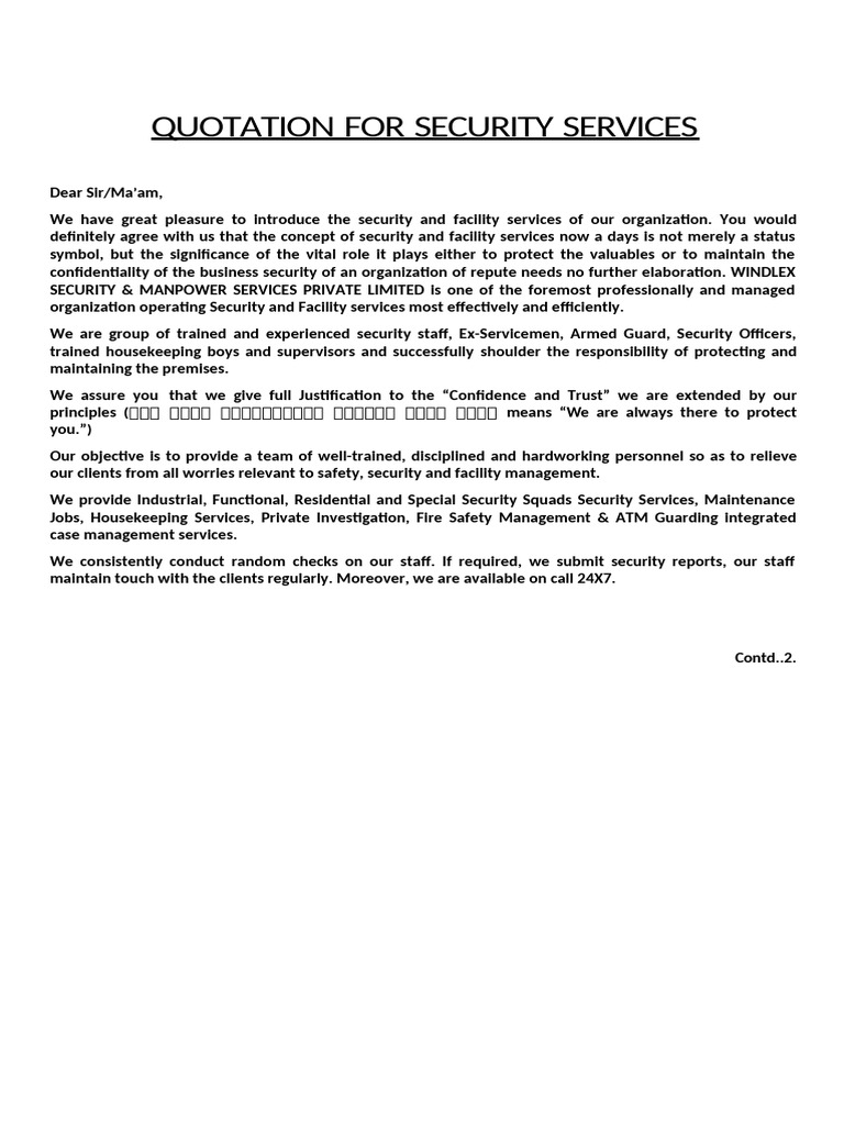Security Services Quotation Overview | PDF | Business