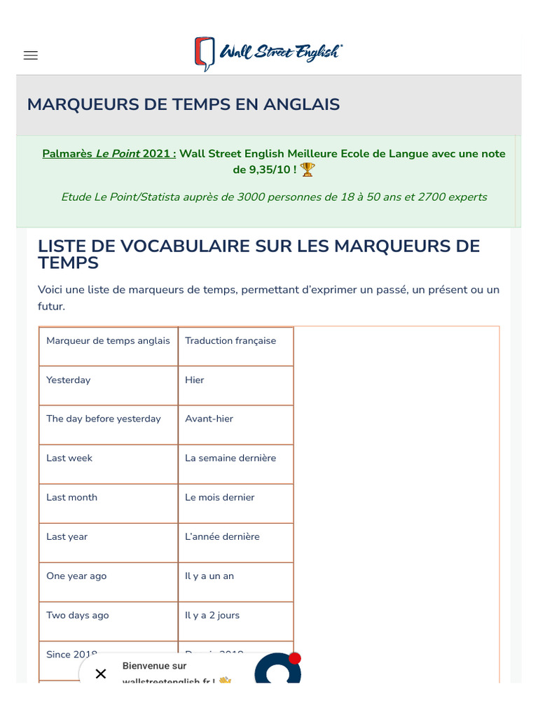 Marqueurs de temps en anglais | PDF | Langue anglaise | Verbe