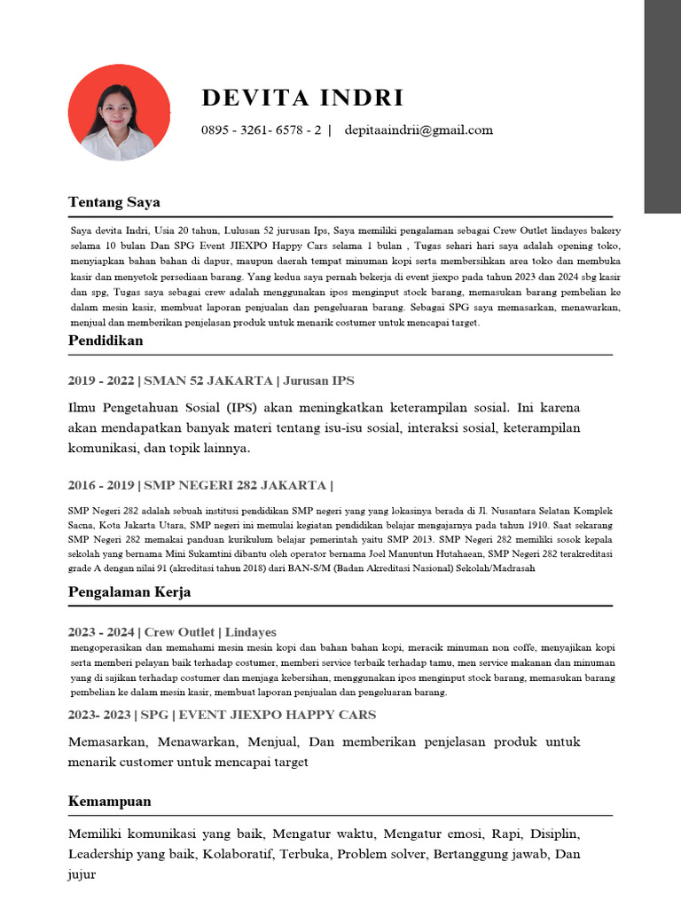 DEVITA Indri Yani Cikal Bakal Terbentuknya | PDF