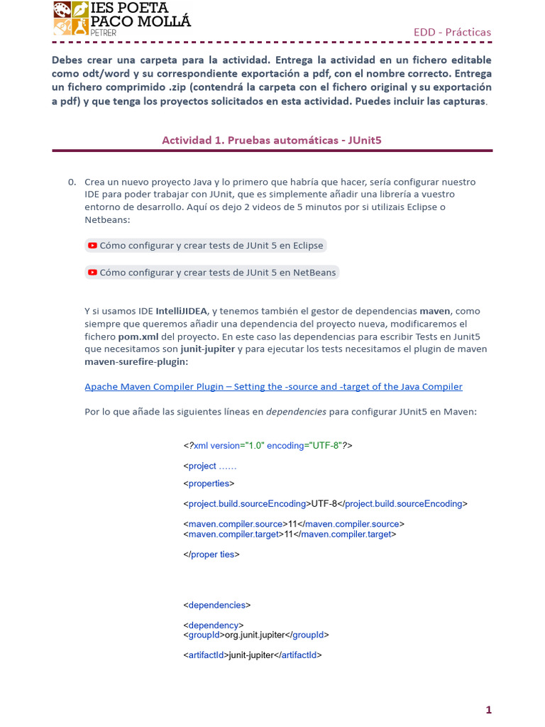 Práctica 5.4. Pruebas Automáticas | PDF | Desarrollo guiado por pruebas | Programación de ...