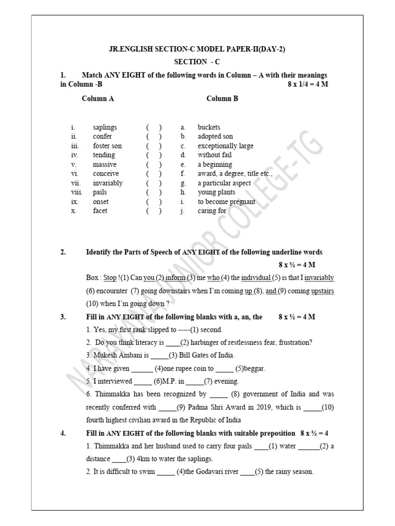 JR - English.section C.ex - Dt.17.02.25.Tg | PDF | Language Families ...