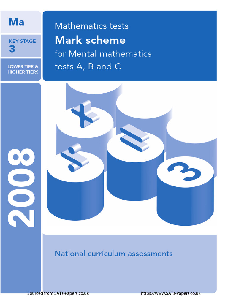 Ks3 Mathematics 2008 Marking Scheme Mental Mathematics | PDF | Numbers ...