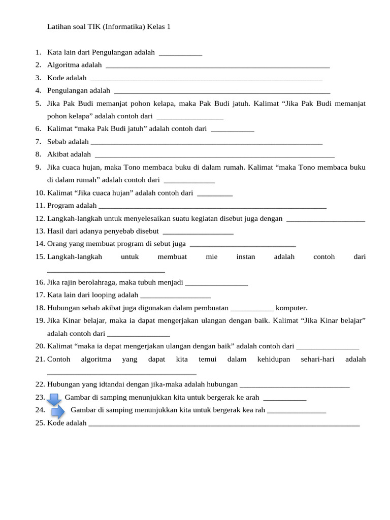 Latihan Soal SAS TIK Kelas 1 | PDF