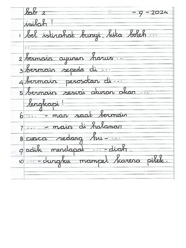 Latihan Bhs Ind Kelas 1 Bab 2 | PDF