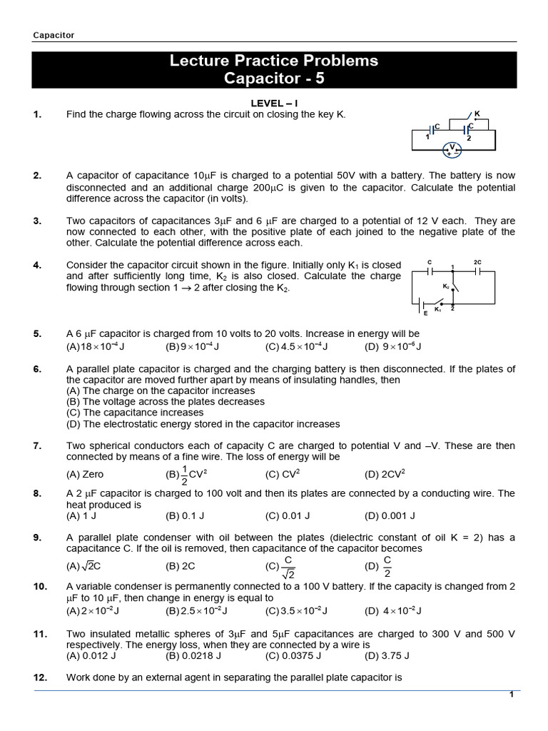 Capacitor Practice Problems and Solutions | PDF | Capacitor | Capacitance